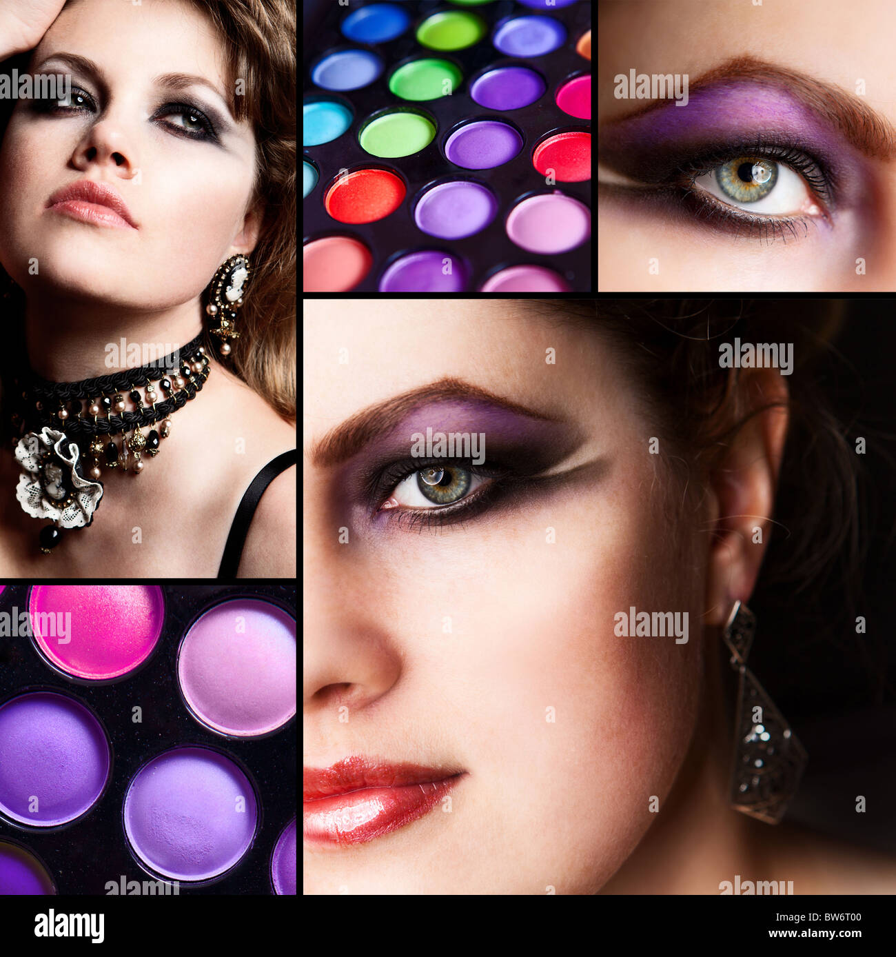 collage with photos of make-up stuff Stock Photo - Alamy