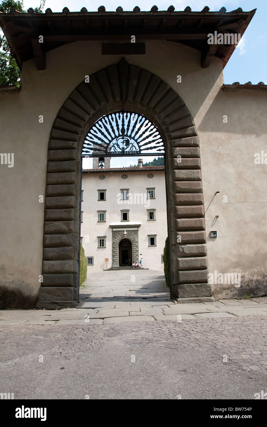 Gateway of the Abbazia or Abbey of Vallombrosa, near Florence, Tuscany ...