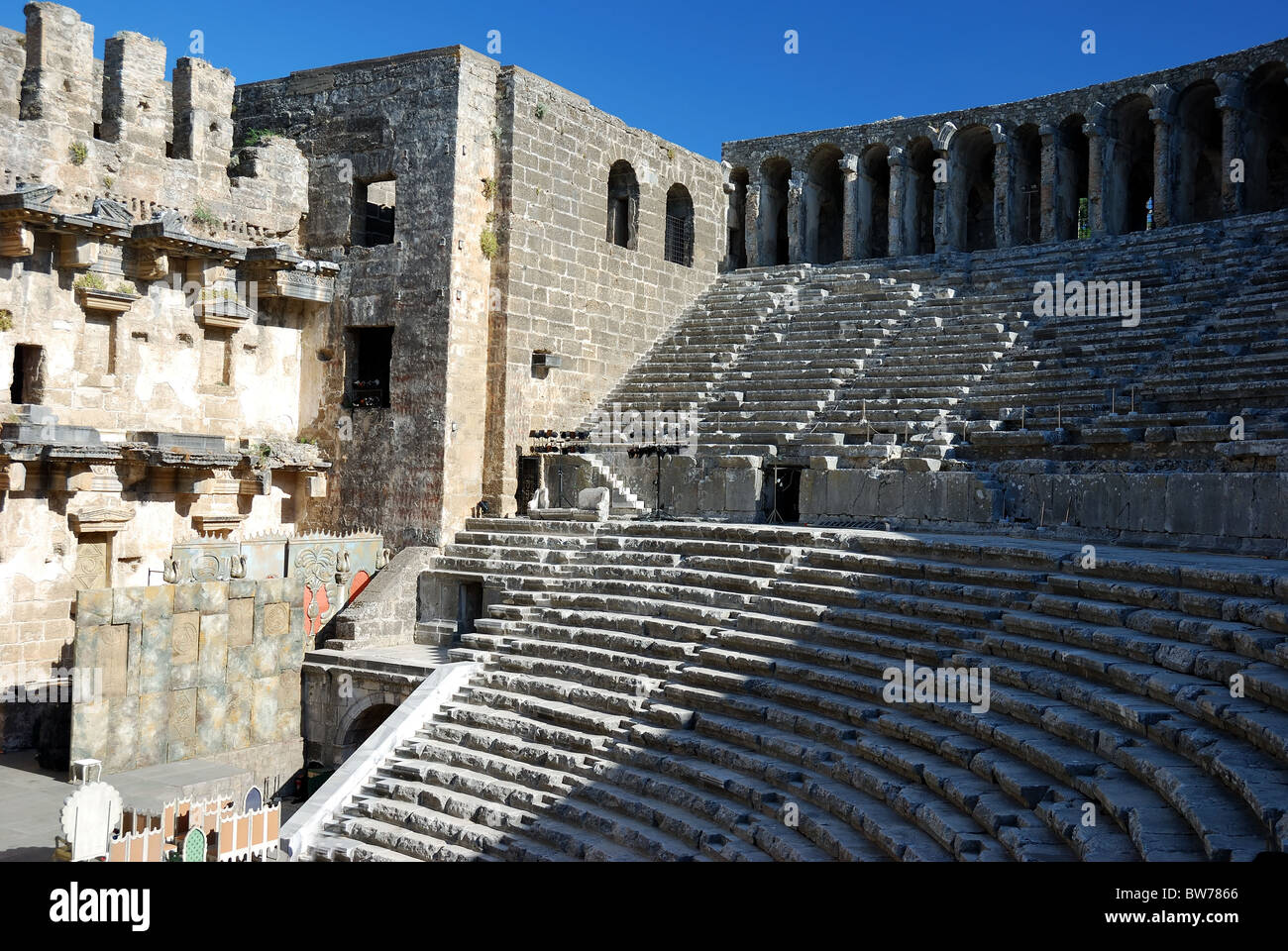 Historical arena Aspendos in Turkey Stock Photo - Alamy