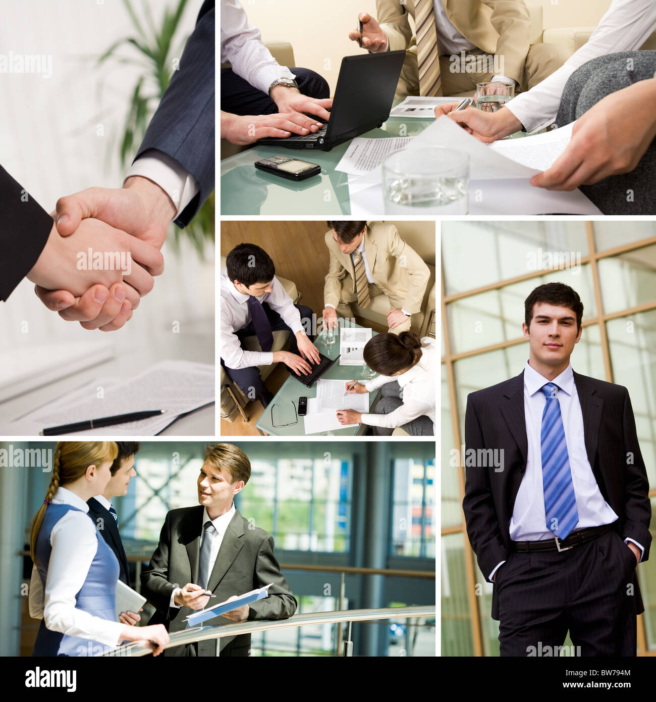 Collage with business teams interacting during work Stock Photo - Alamy