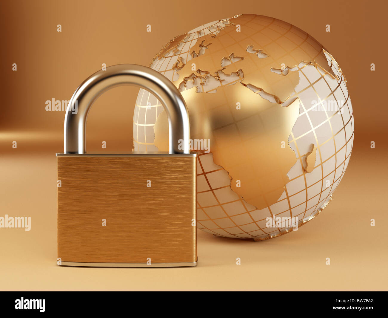 Earth with padlock. 3d Stock Photo - Alamy