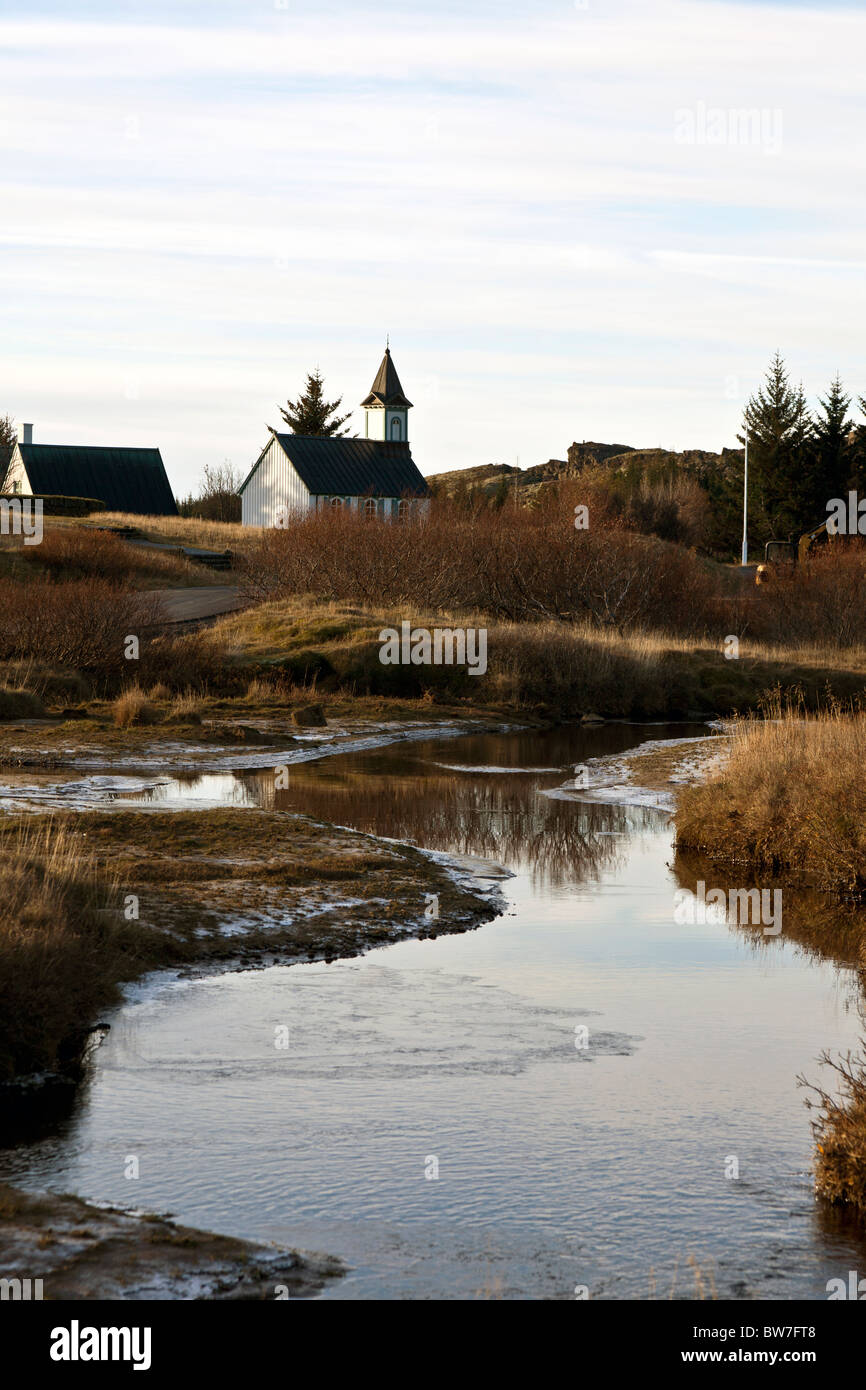 Thingvalla Kirkja church, Thingvellir National Park, Iceland Stock ...