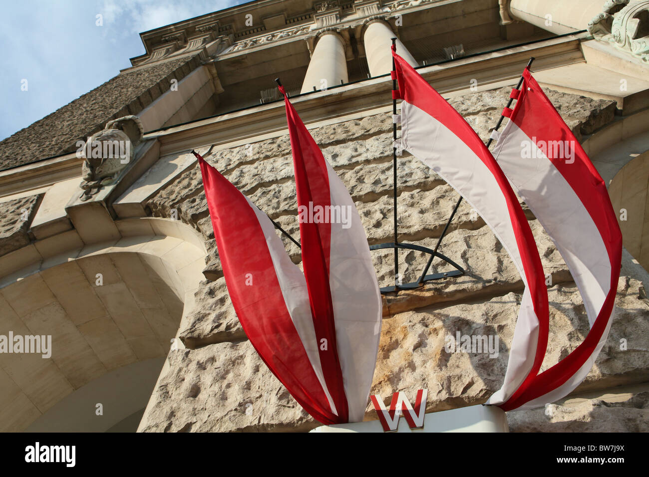 Austrian flags in the shape of the letter W, emblem of the city of ...