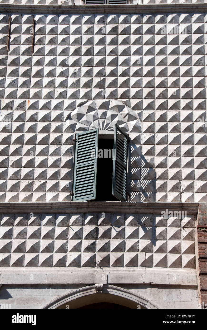 Facade of a Palazzo with diamond rustication in Piazza Spontini, Jesi ...