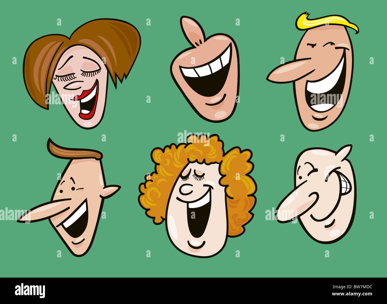 Cartoon illustration of set of funny faces Stock Photo - Alamy