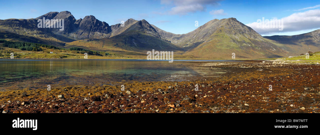 Shoreline at Loch Slapin, looking across to Blaven (Bla Bheinn) Isle of ...