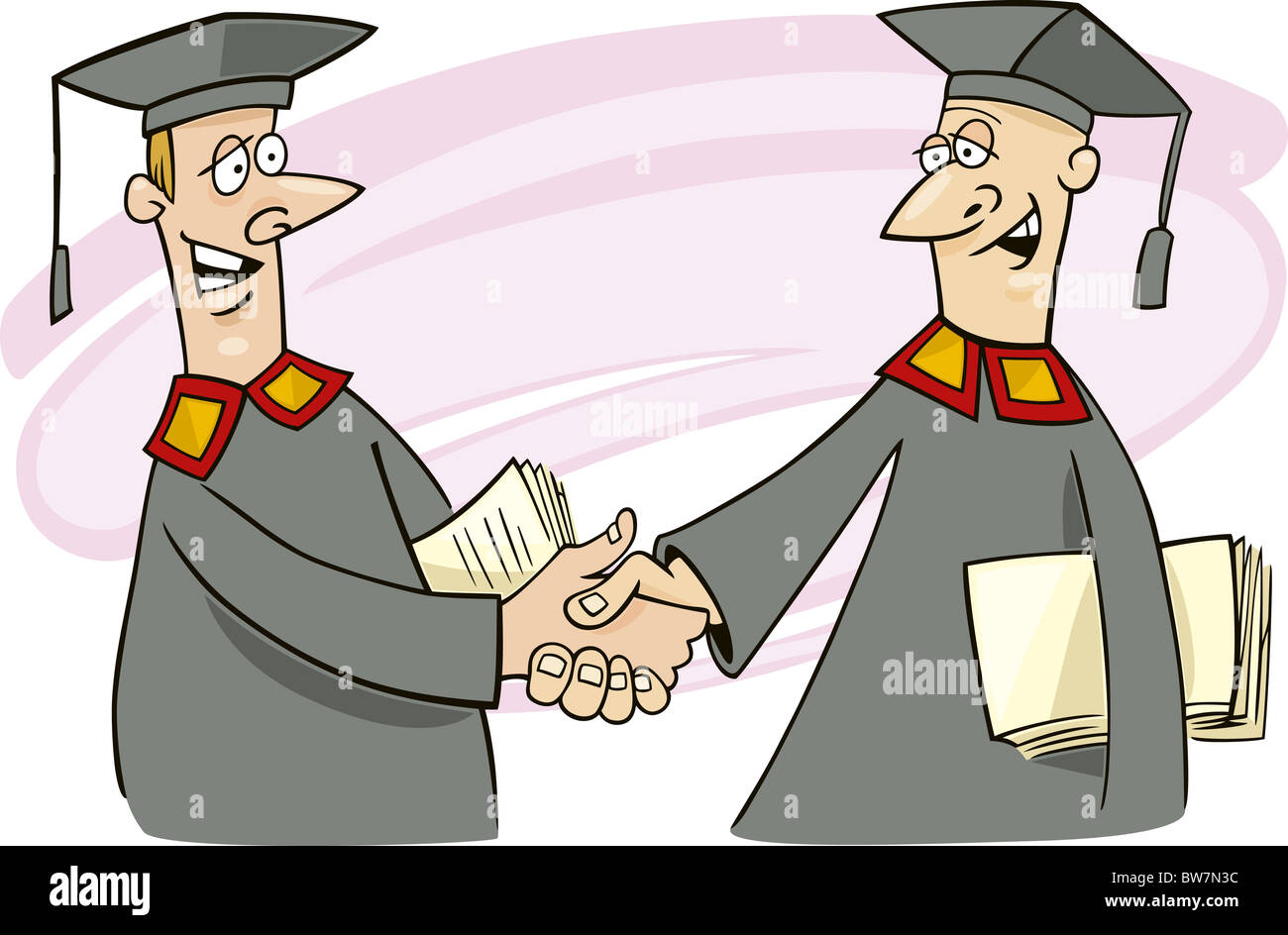 Illustration of two professors shaking hands Stock Photo - Alamy