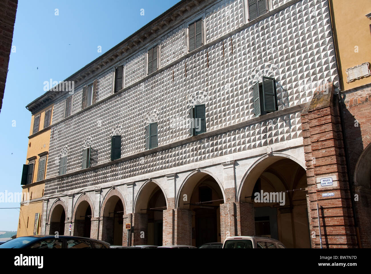 Palazzo with diamond rustication in Piazza Spontini, Jesi, Le Marche ...