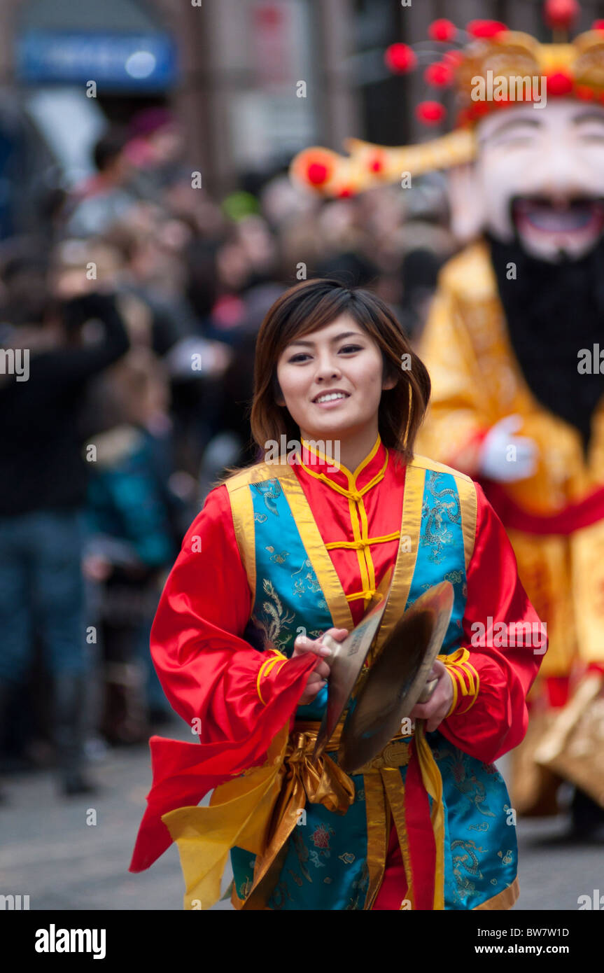 Female parade participant in colourful chinese costume hi-res stock ...