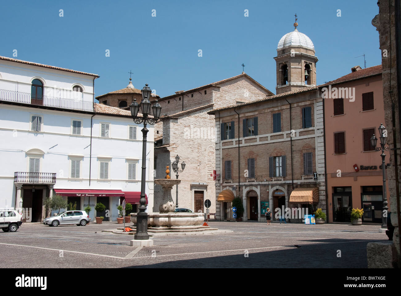 Main Piazza Giacomo Matteotti, Cagli, Le Marche, Italy Stock Photo - Alamy