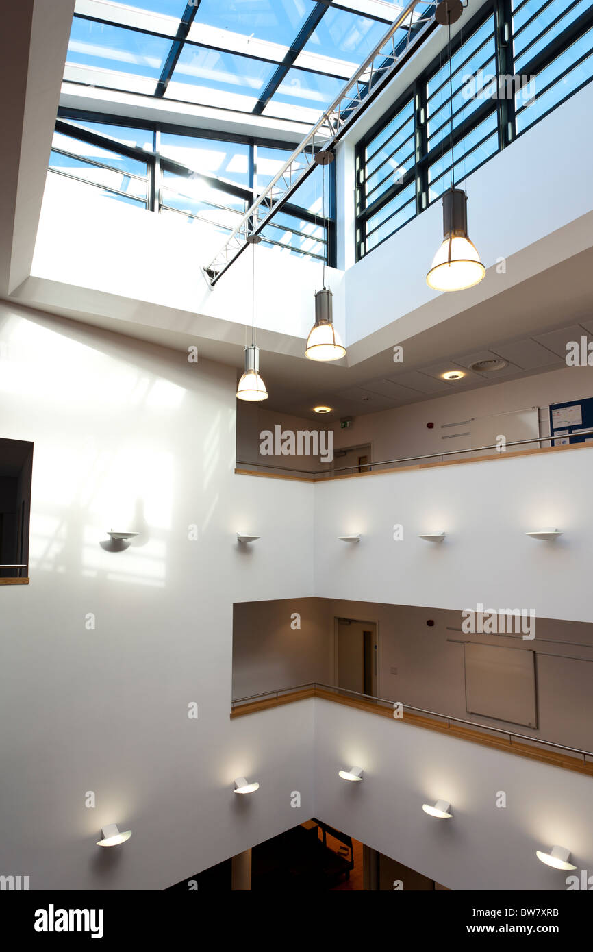 Entrance foyer atrium to Portsmouth Grammar School New Science Block ...