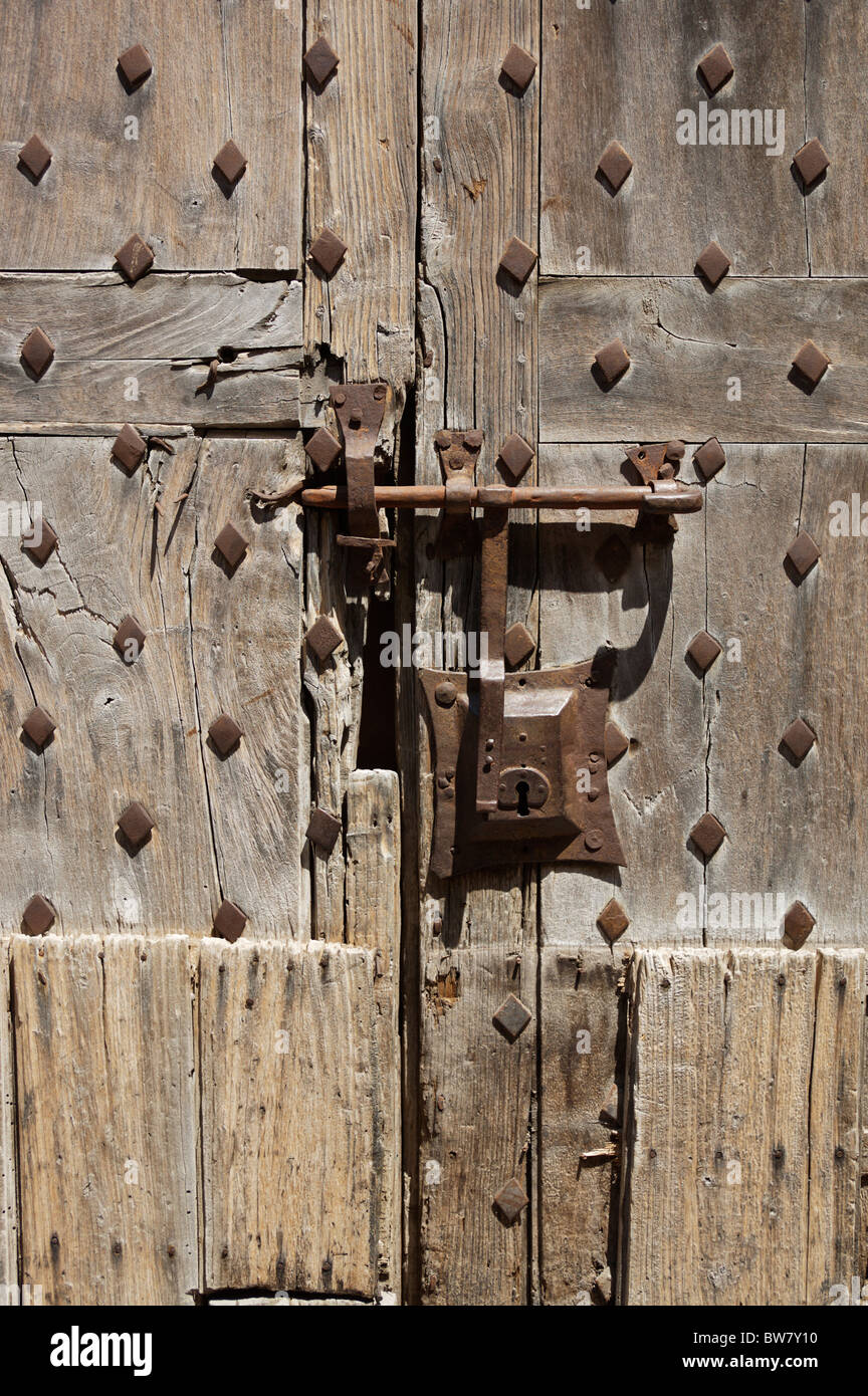 Old wooden door and lock Stock Photo - Alamy