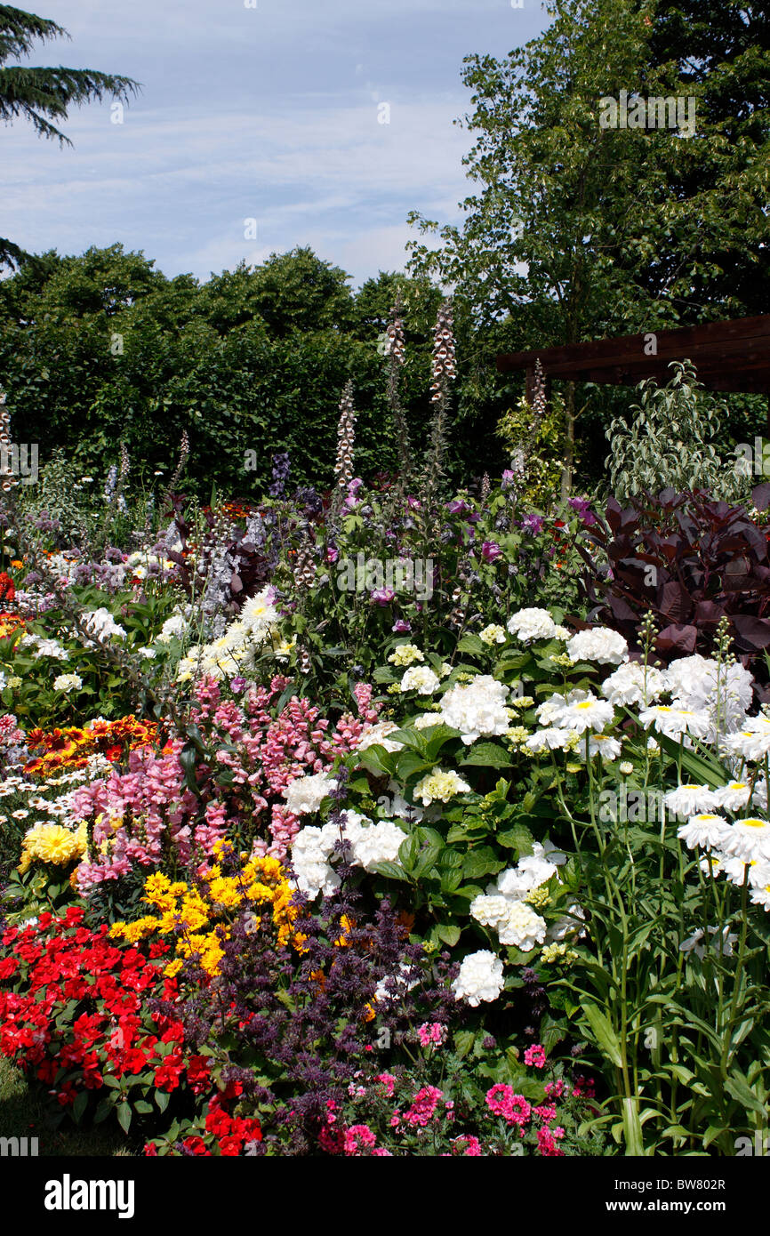 A COLOURFUL SUMMER FLOWER BORDER Stock Photo - Alamy