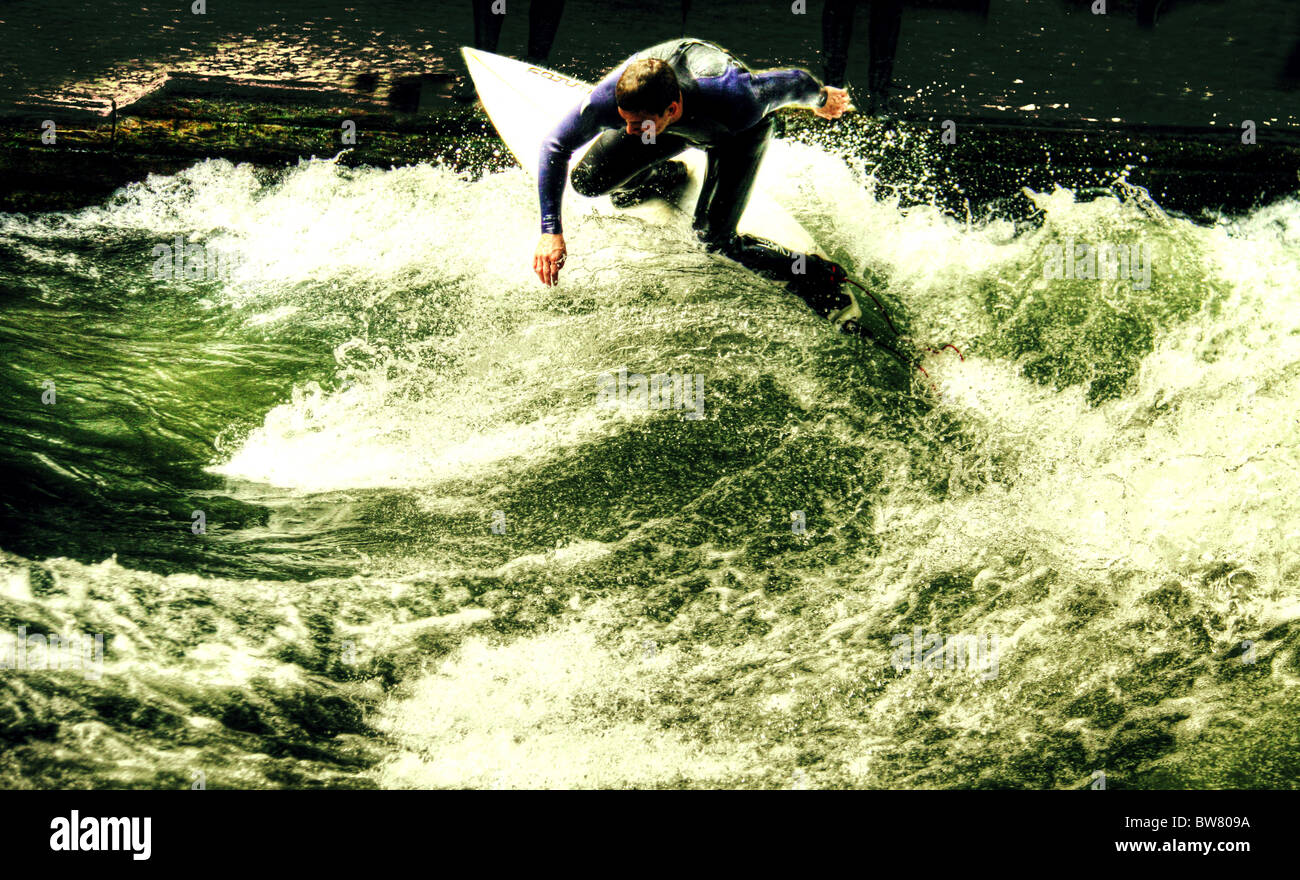 Eisbach river surfing hi-res stock photography and images - Alamy