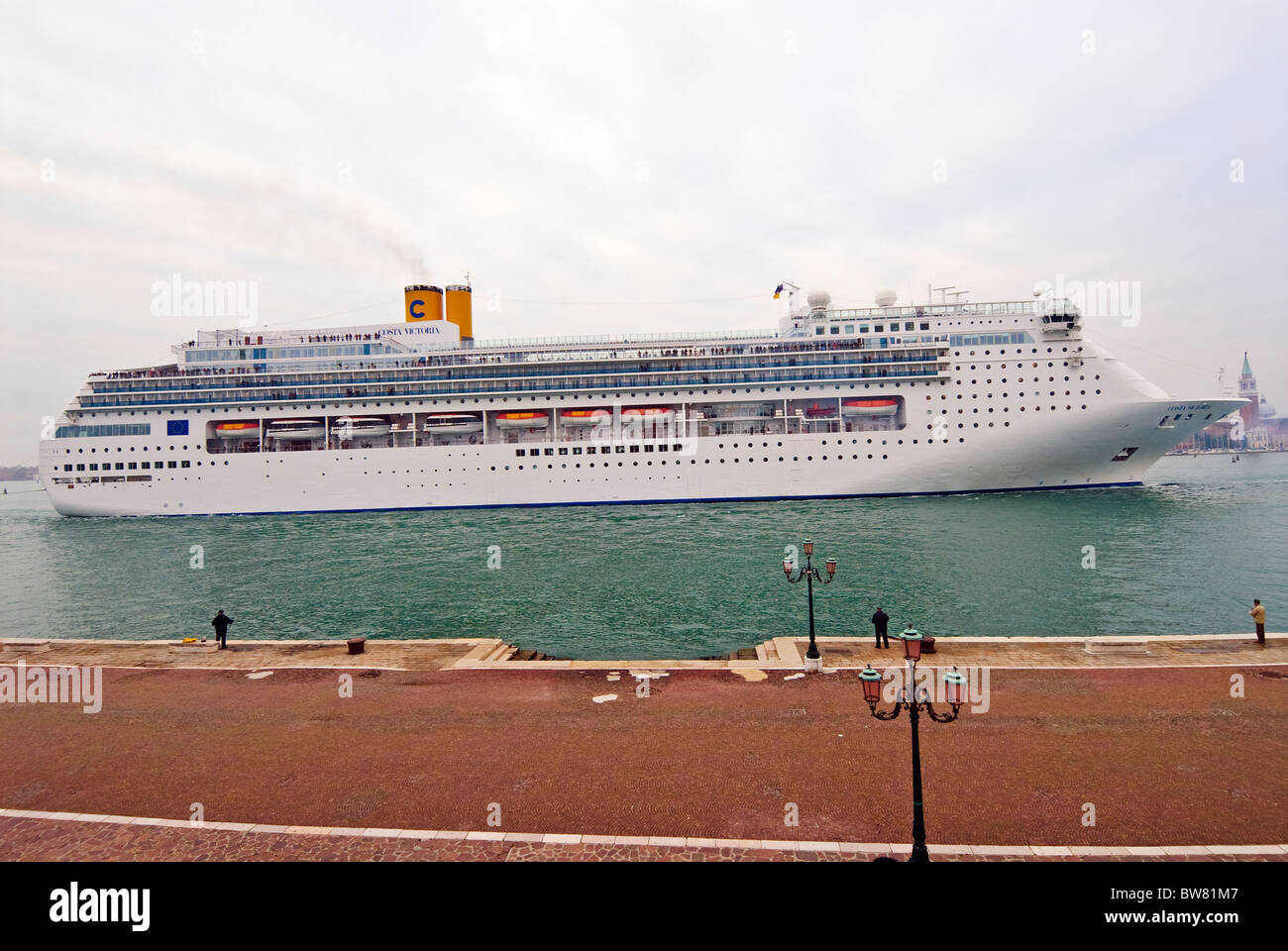 The Cruise ship Costa Victoria entering Venice harbour on a winter ...