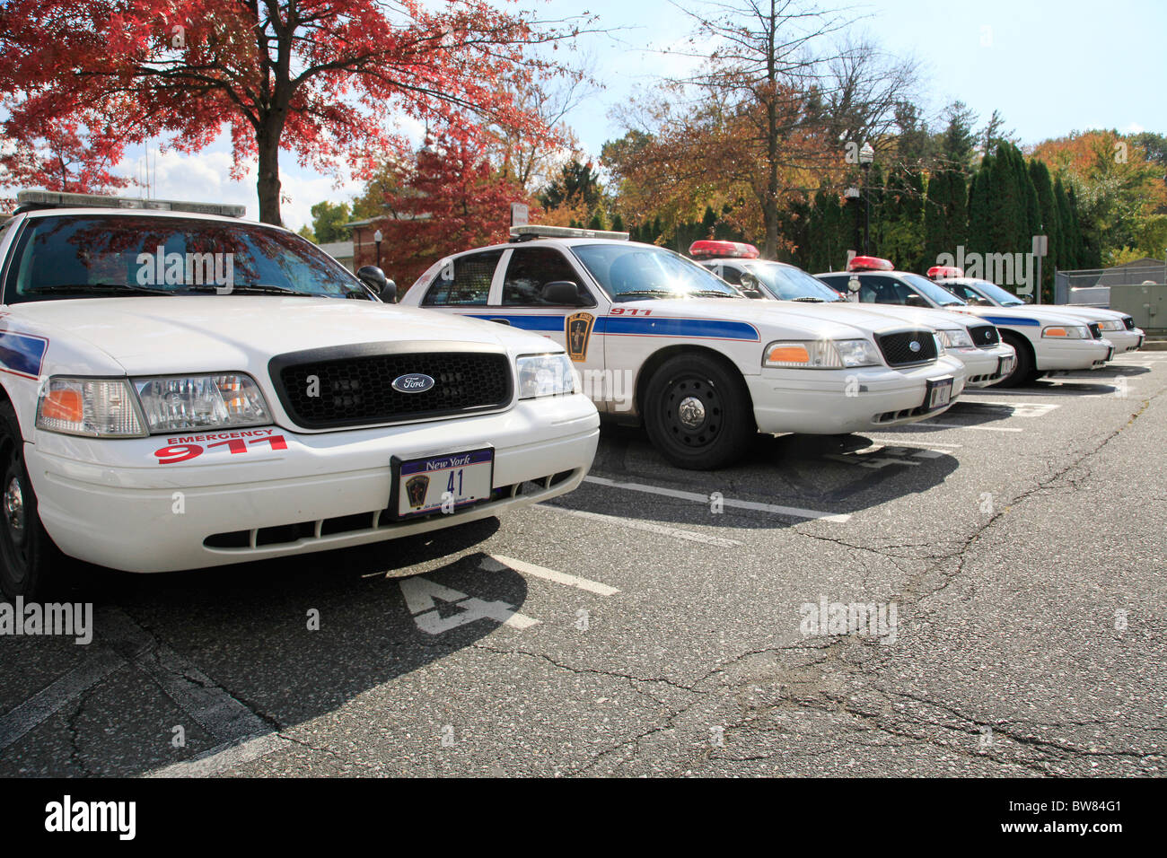 American US Police cars in parking lot Stock Photo - Alamy