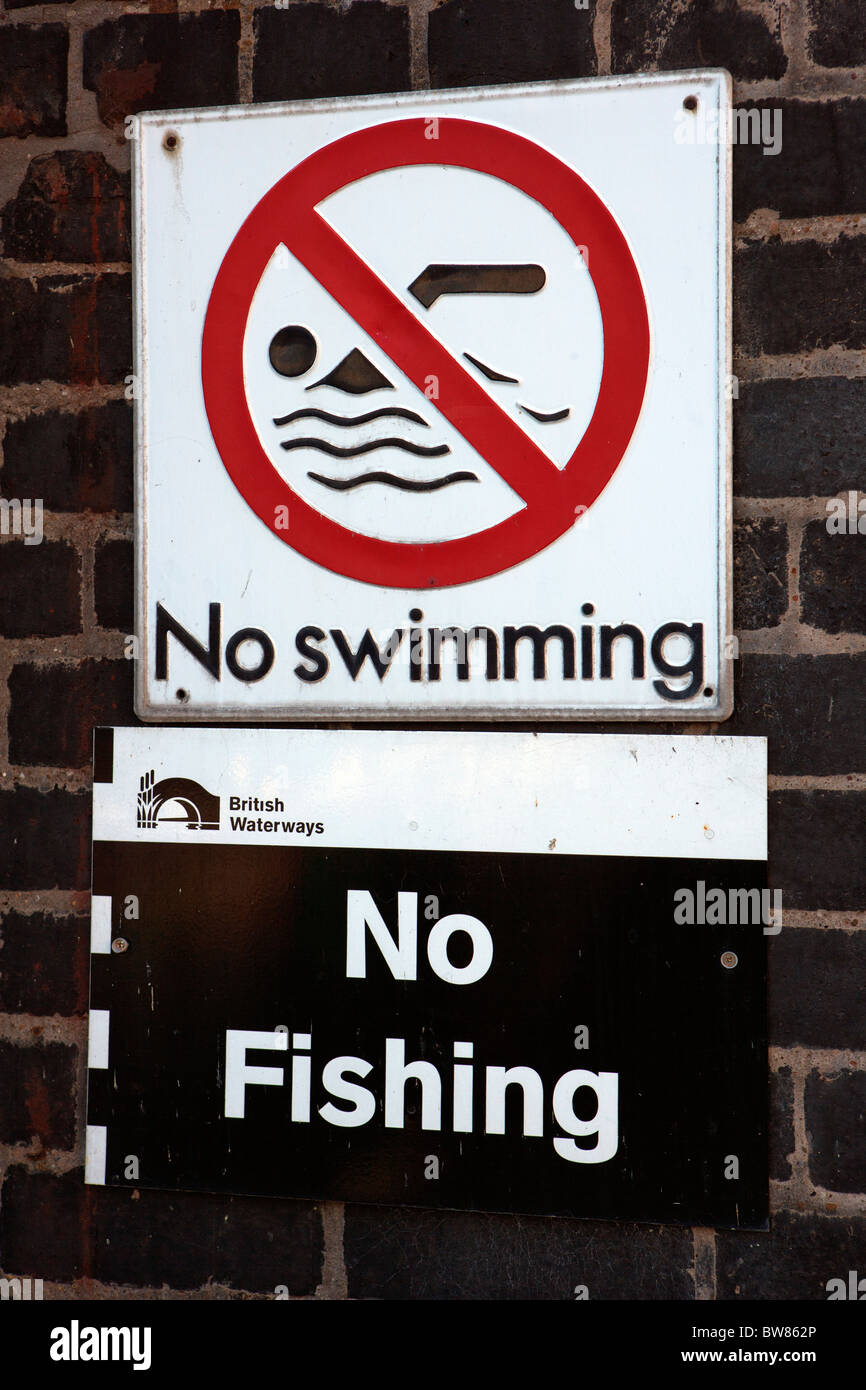 No swimming fishing signs hi-res stock photography and images - Alamy