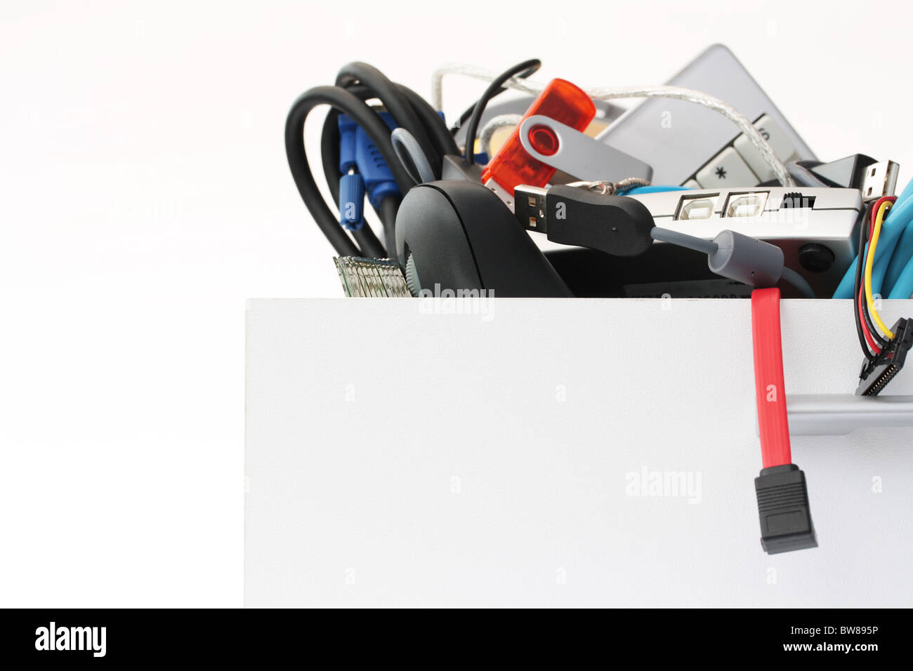 Overflowing Drawer of Computer Bits Stock Photo - Alamy