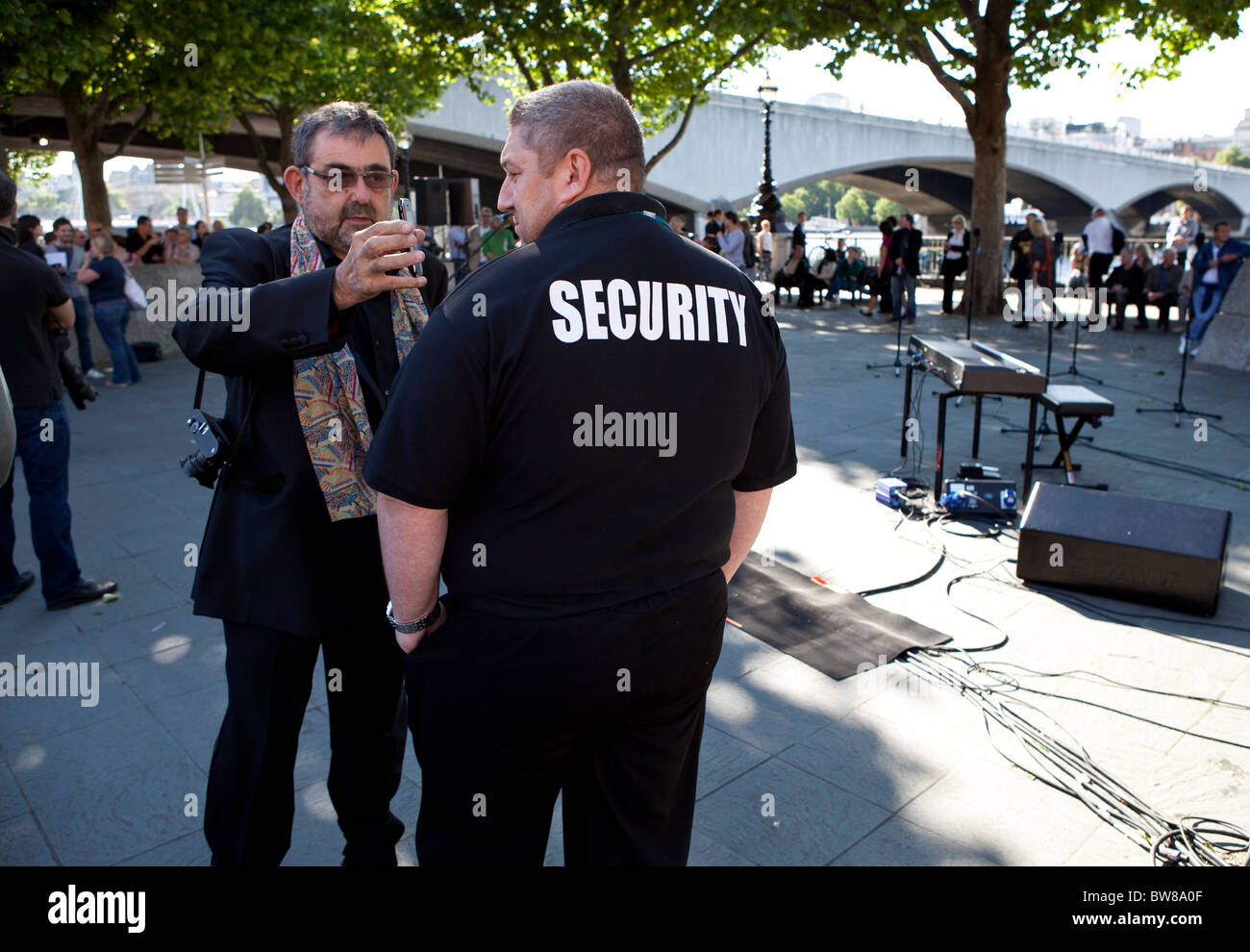 Security Guard on London's Southbank Stock Photo - Alamy