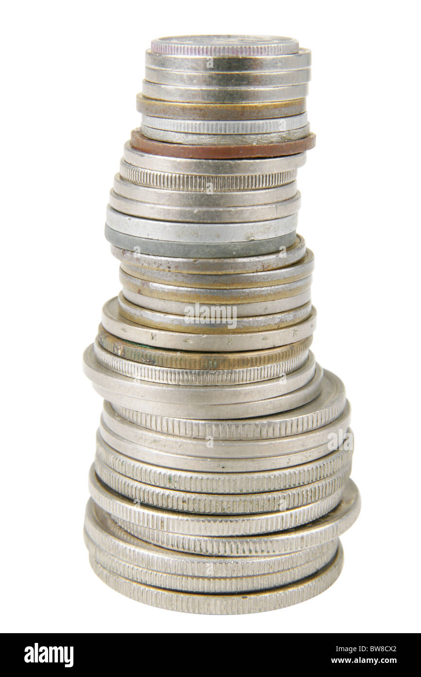 Stack of old coins isolated with clipping path Stock Photo - Alamy