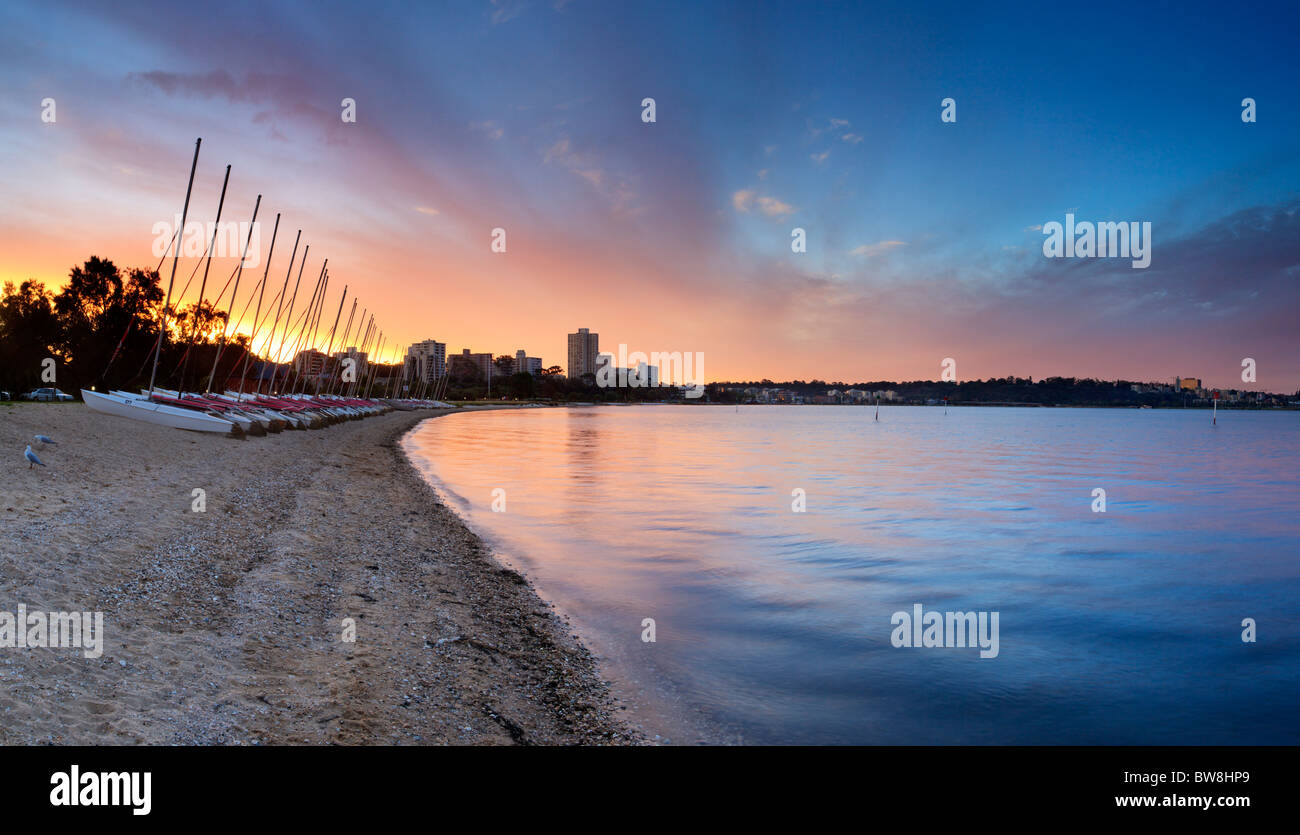 South Perth foreshore at sunset. Perth, Western Australia Stock Photo ...