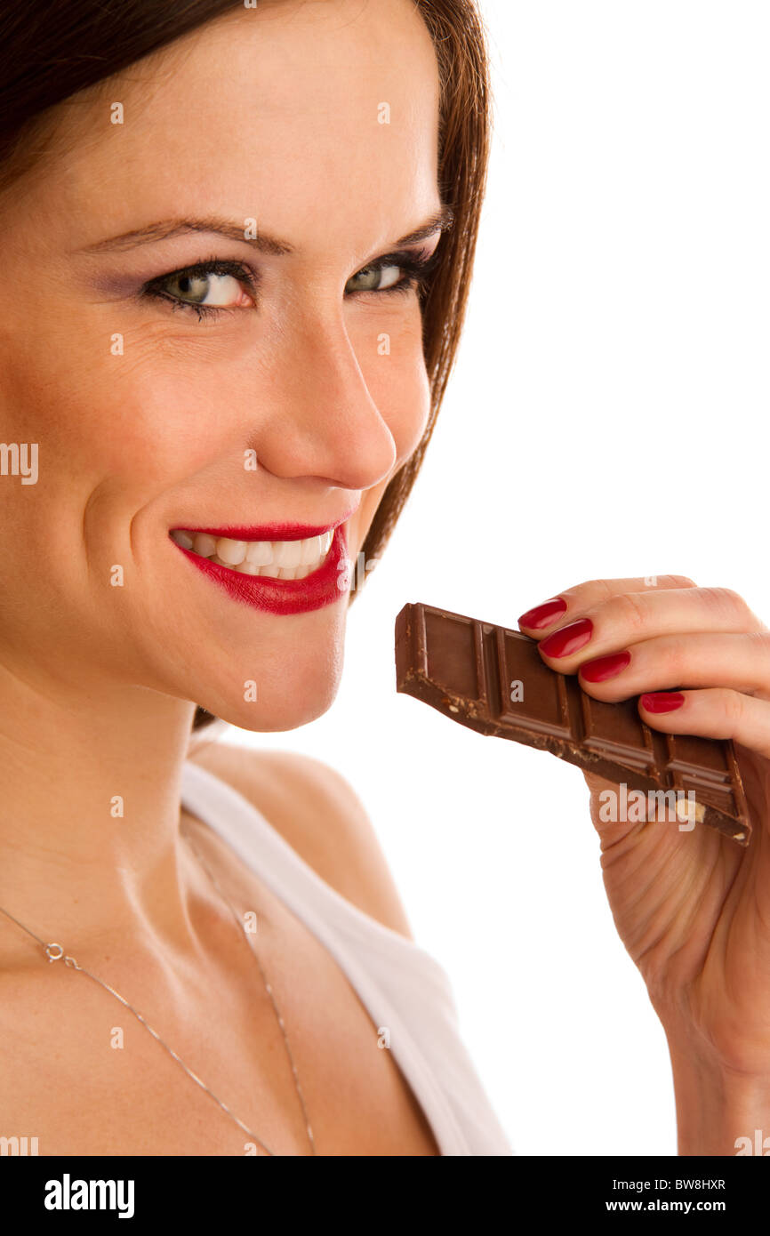 Woman chocolate bar with nuts hi-res stock photography and images - Alamy