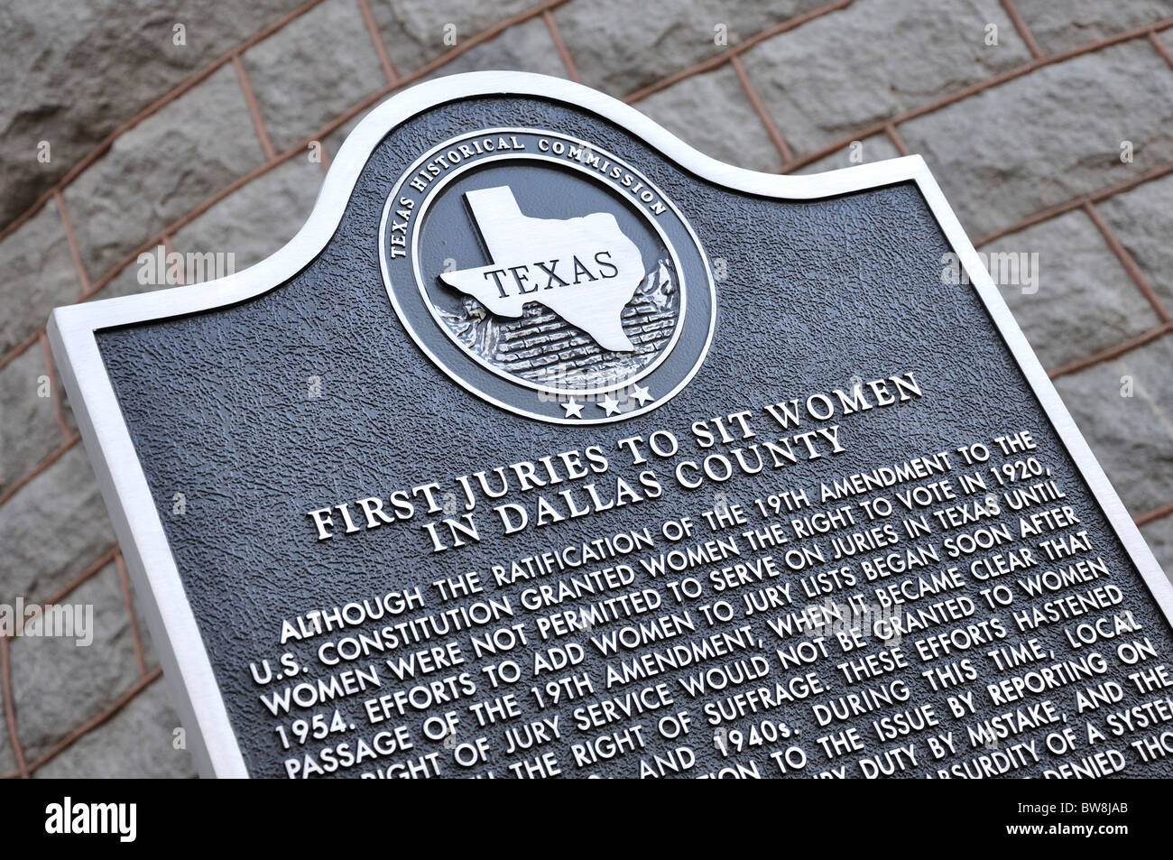 Memorial plate for first female juries to sit in Dallas County, Dallas ...