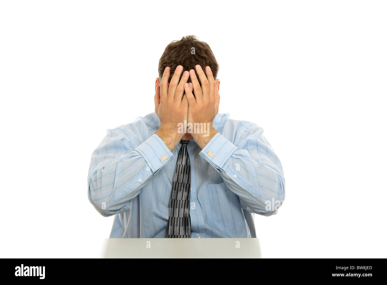 Business man stress or depression isolated on white background Stock ...