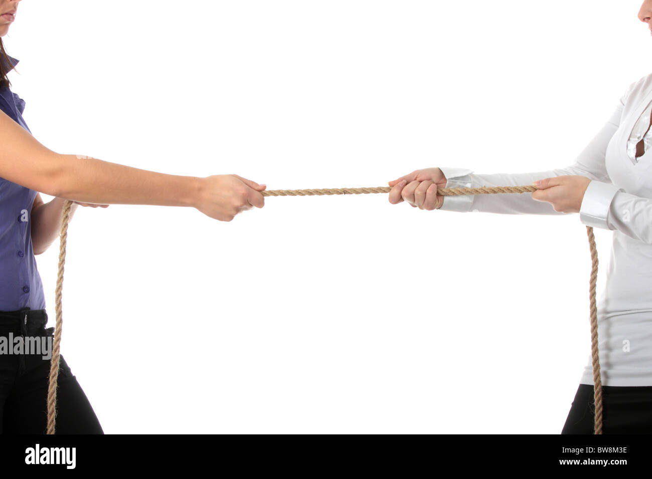 Two businesswoman competition . Isolated on white background Stock ...