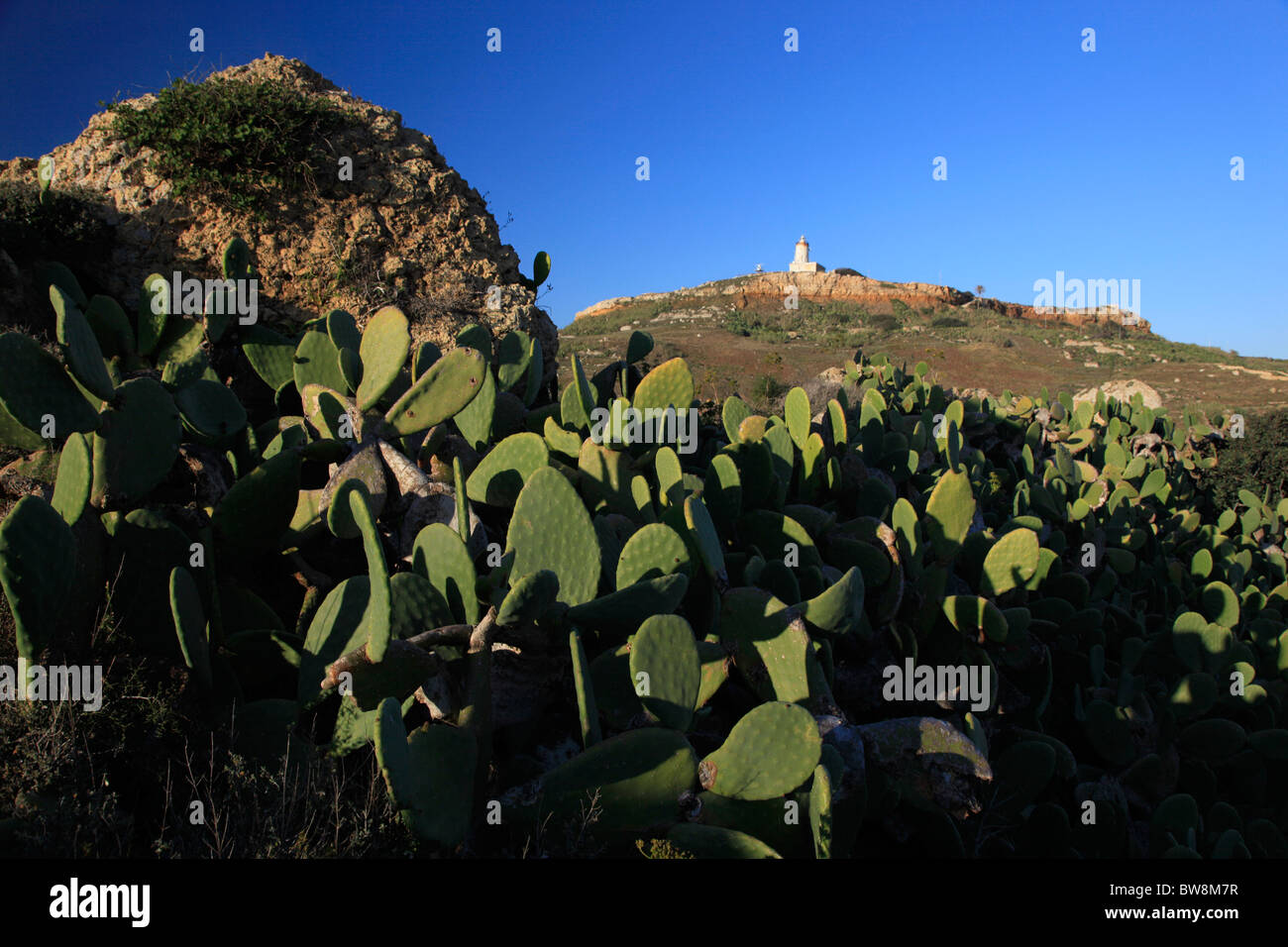 The lighthouse on top of Ta Gordan hill in Gozo in Malta Stock Photo ...