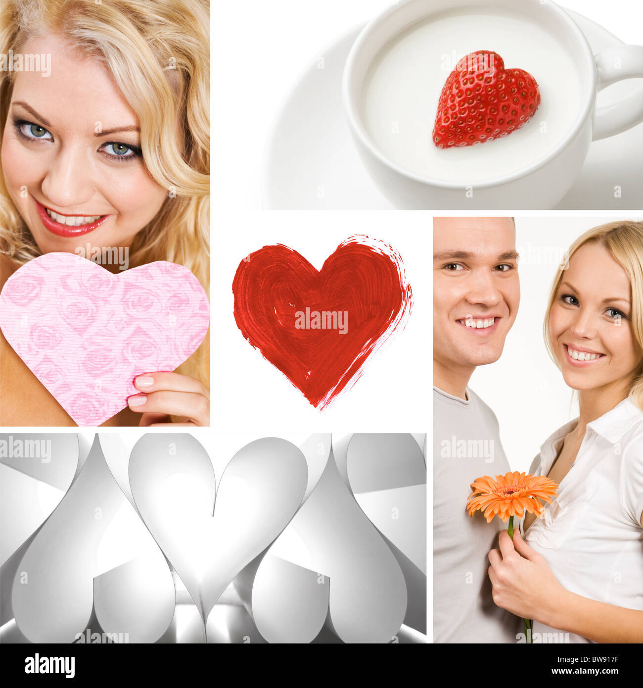 Collage of valentine day symbols and amorous people Stock Photo - Alamy