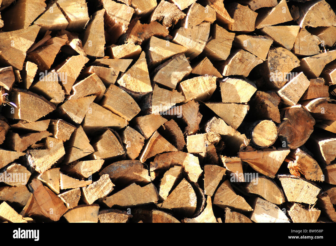 Timber cut for firewood, stacked and viewed from the end Stock Photo ...
