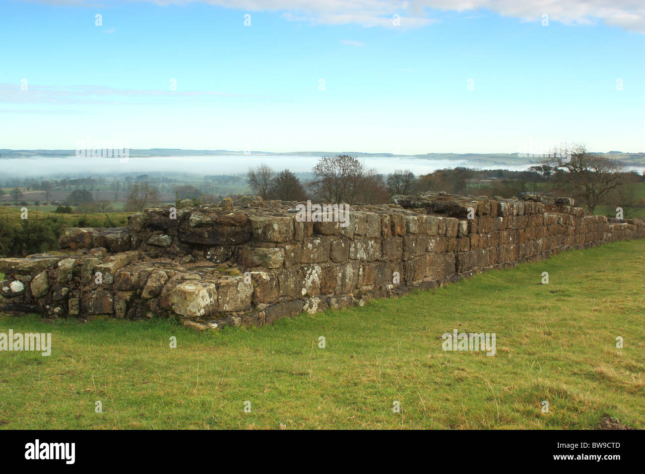 A section of the ancient roman Hadrians Wall in Northumberland, United ...