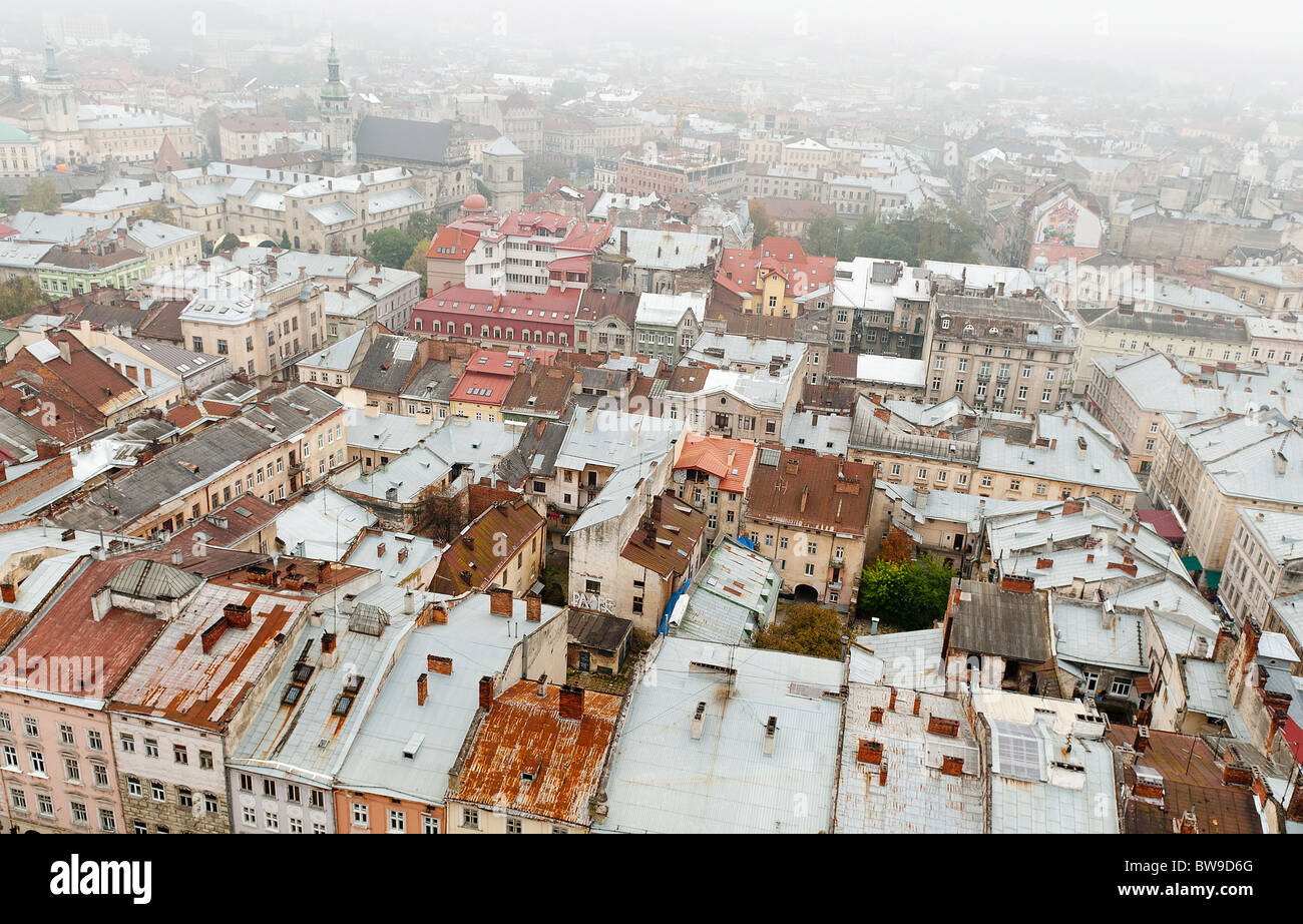 City - the top view. The city of Lvov the country Ukraine Stock Photo ...