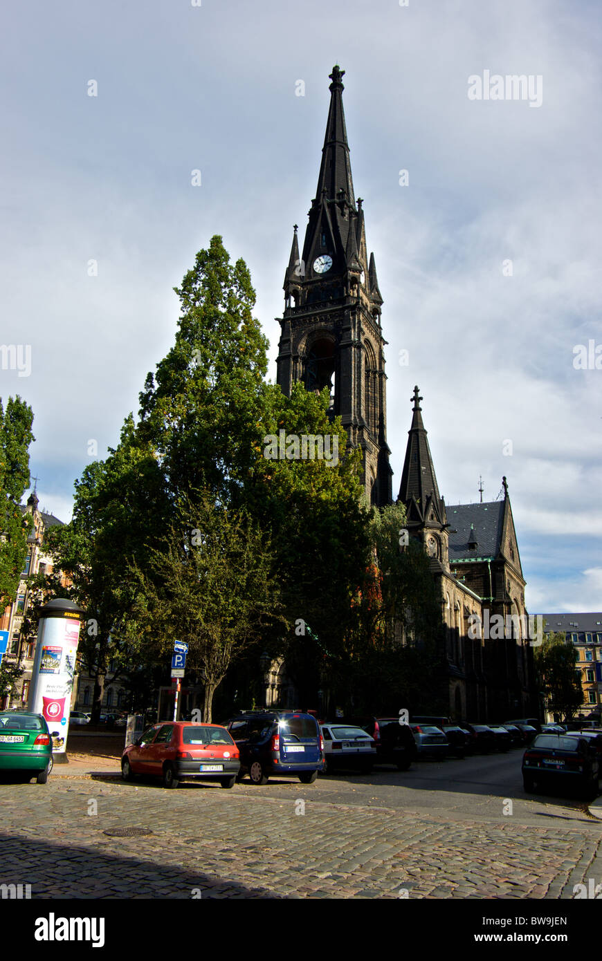 Baroque style architecture of old Lutheran cathedral church in funky ...