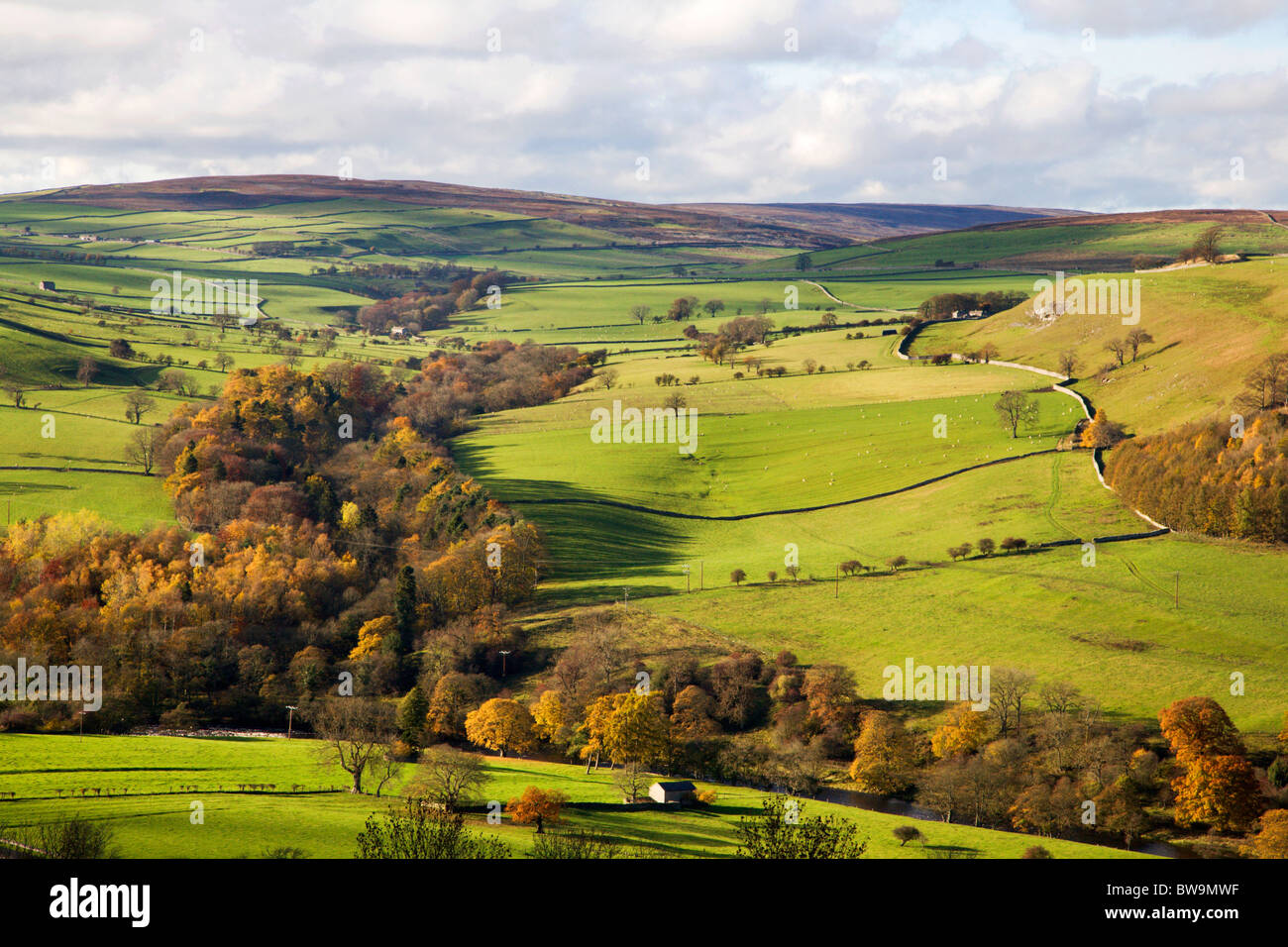 Swaledale from Downholme Viewpoint North Yorkshire England Stock Photo ...