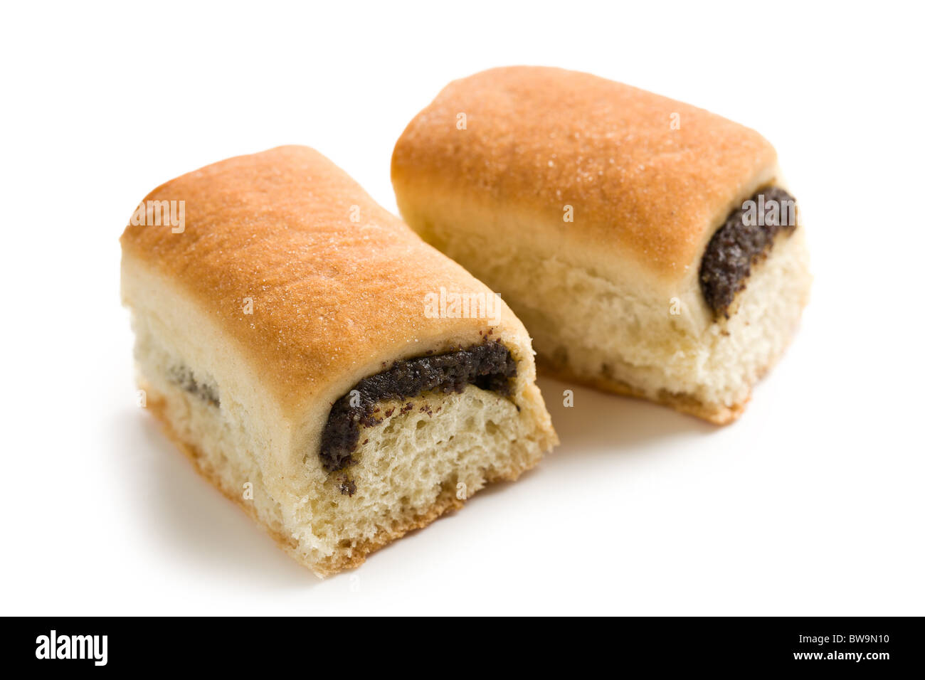 buns with poppy on white background Stock Photo - Alamy
