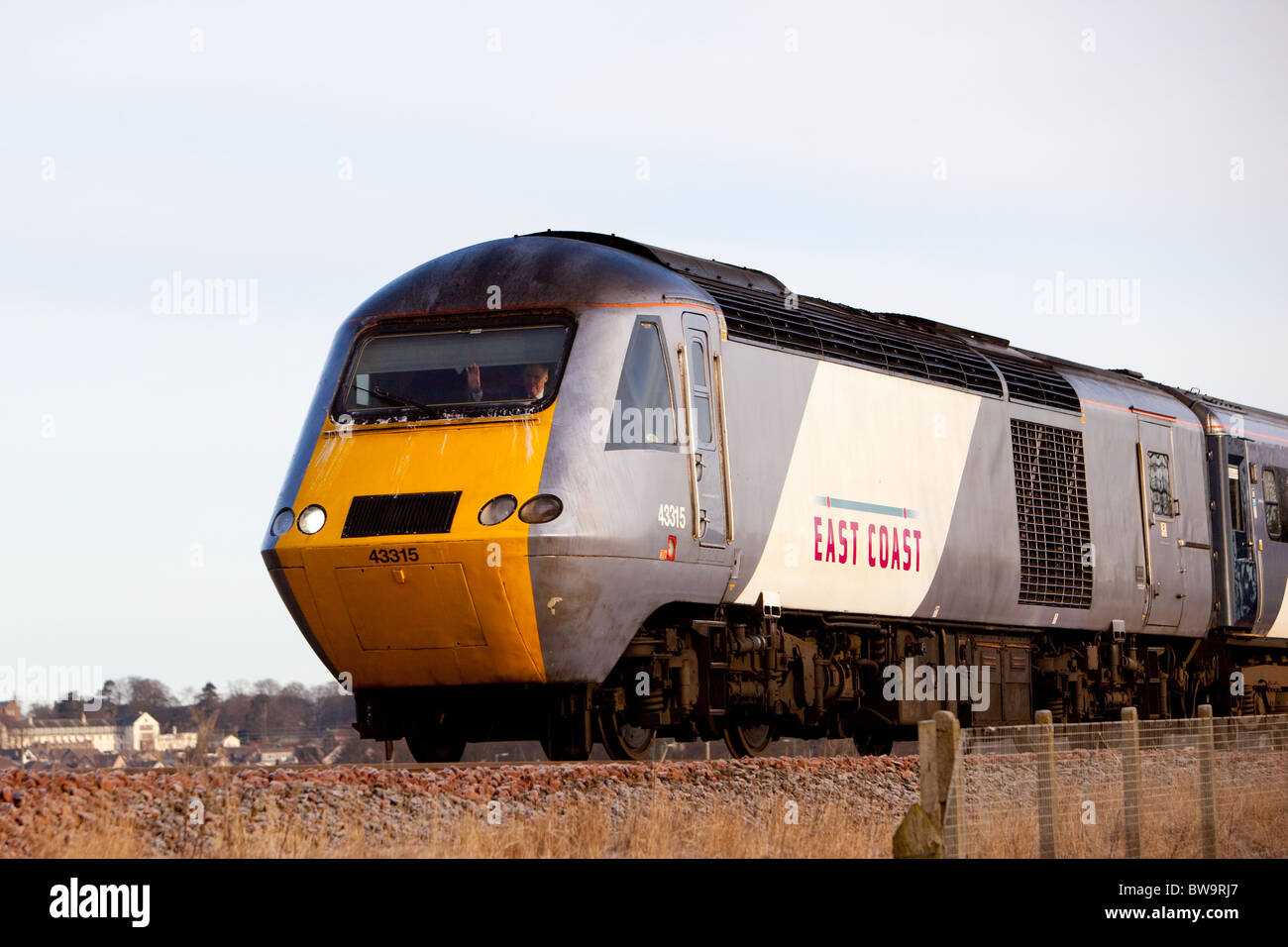 "East Coast" train departing Montrose Station Scotland Stock Photo - Alamy