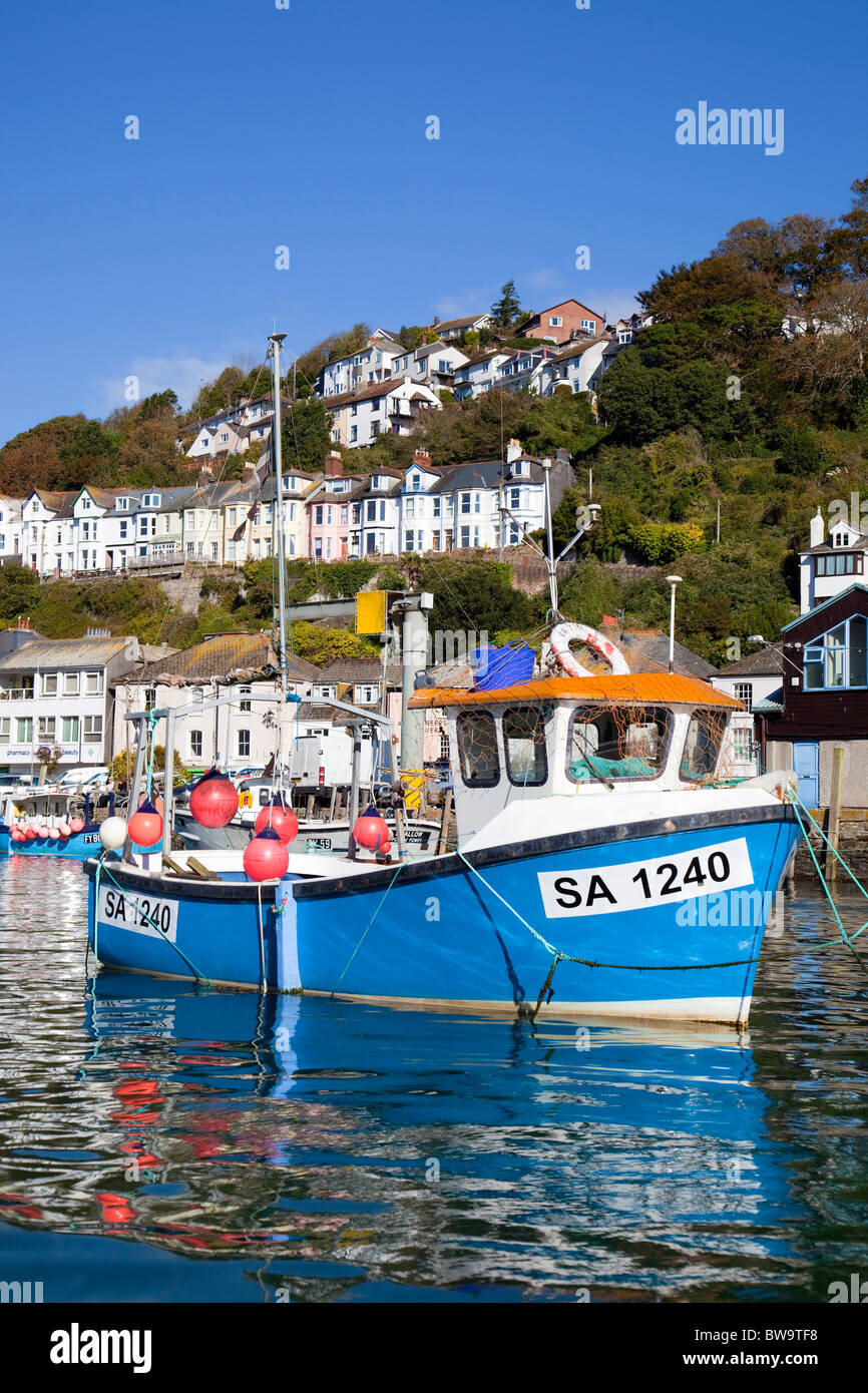 Looe; fishing boat; river and town; Cornwall Stock Photo - Alamy