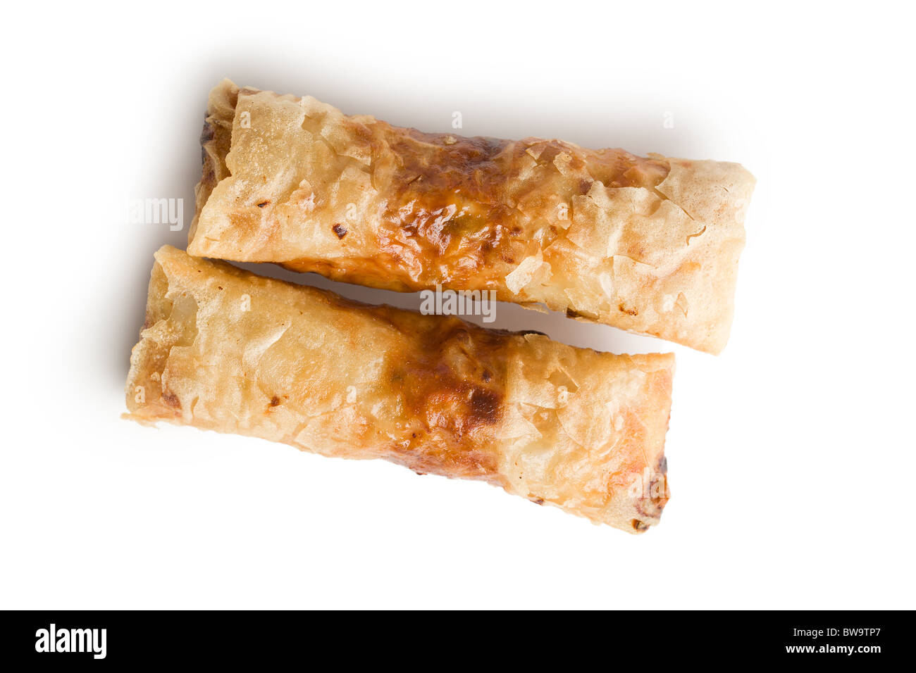 the spring rolls on a white background Stock Photo - Alamy