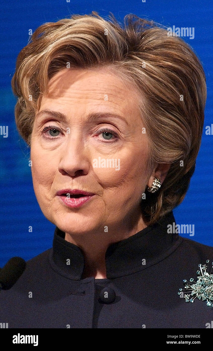 Senator Hillary Clinton's Economic Policy Address Stock Photo - Alamy