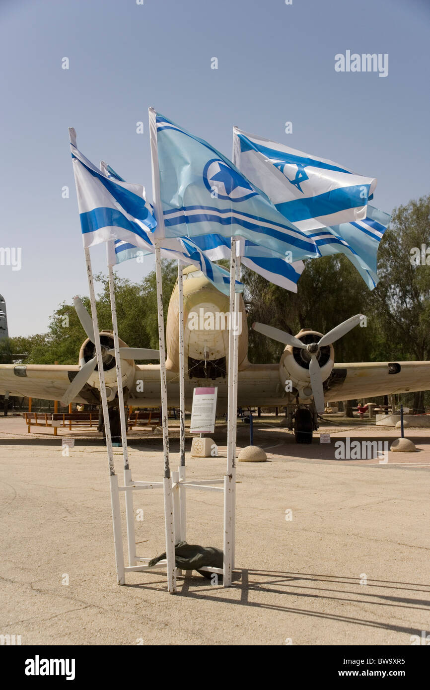 Israeli flags at the Israeli Air Force Museum at Hazerim on the ...