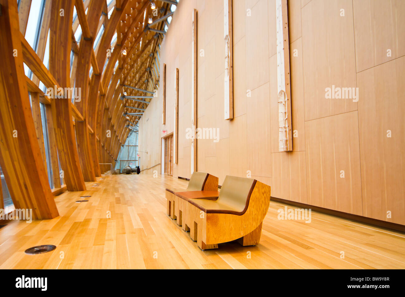 Empty wooden chairs facing the window at an Art Museum Stock Photo - Alamy