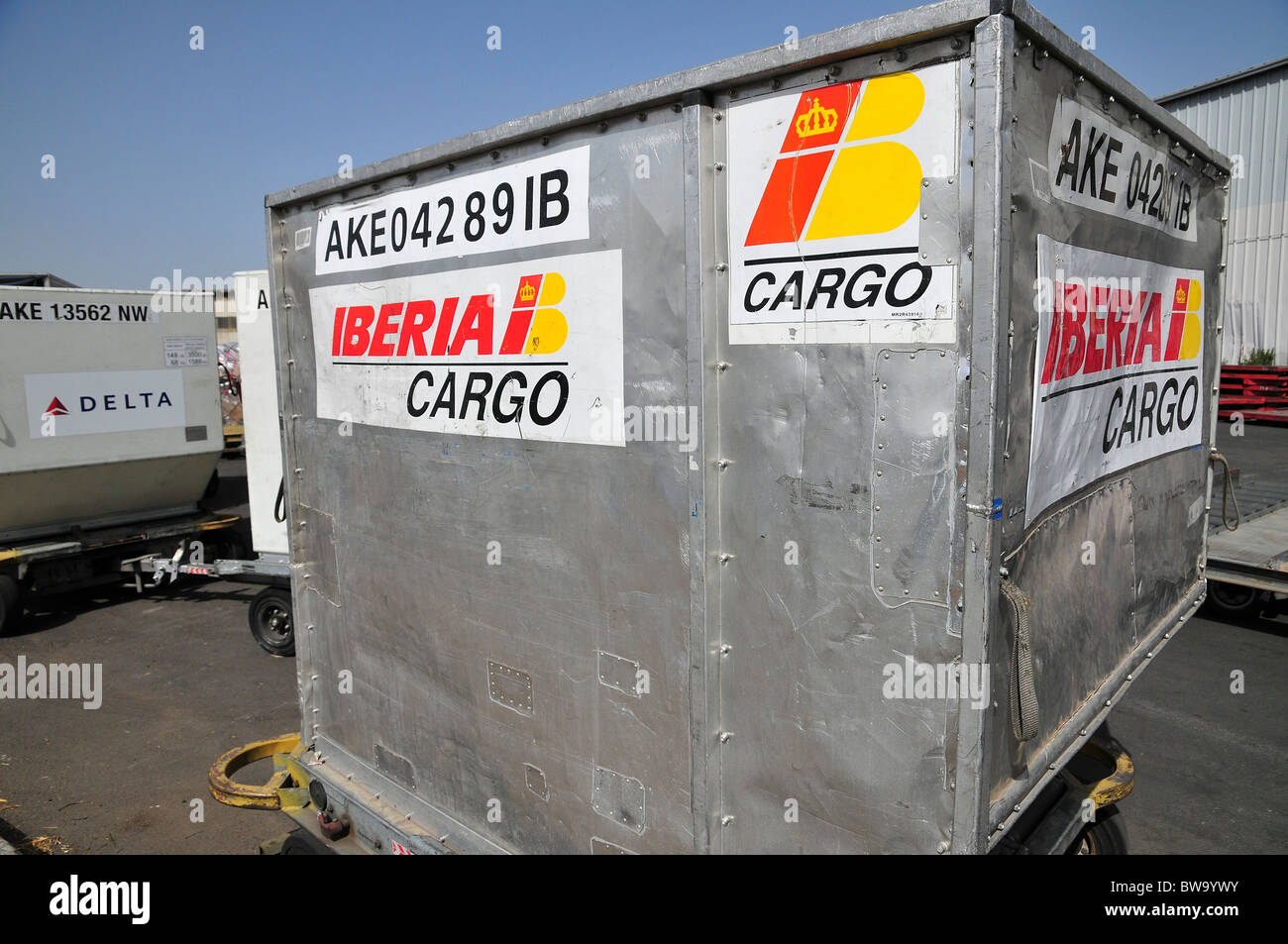 Israel, Ben-Gurion international Airport, Iberia Cargo Container Stock ...