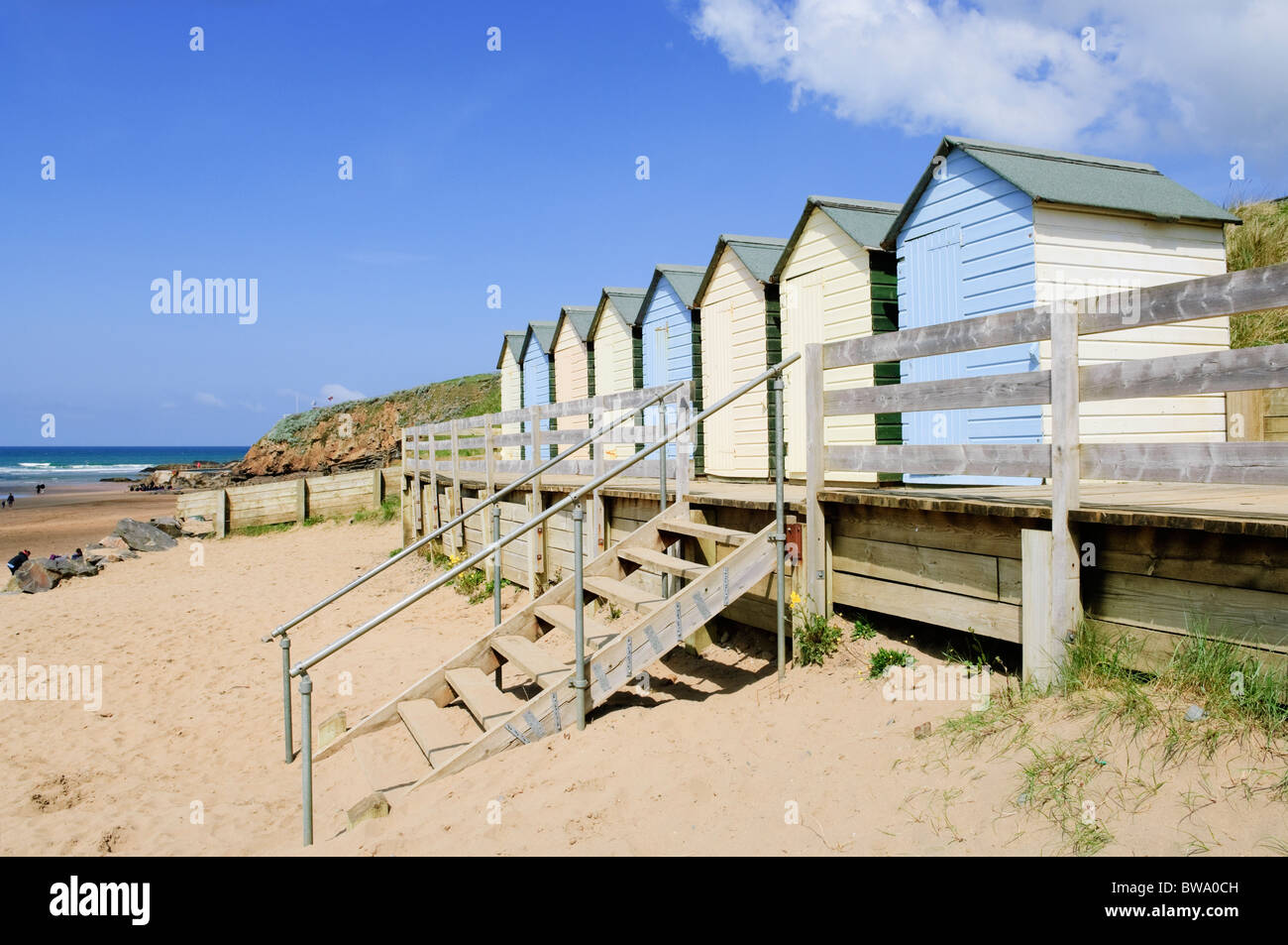 Bude cornwall beach huts summerleaze hi-res stock photography and ...