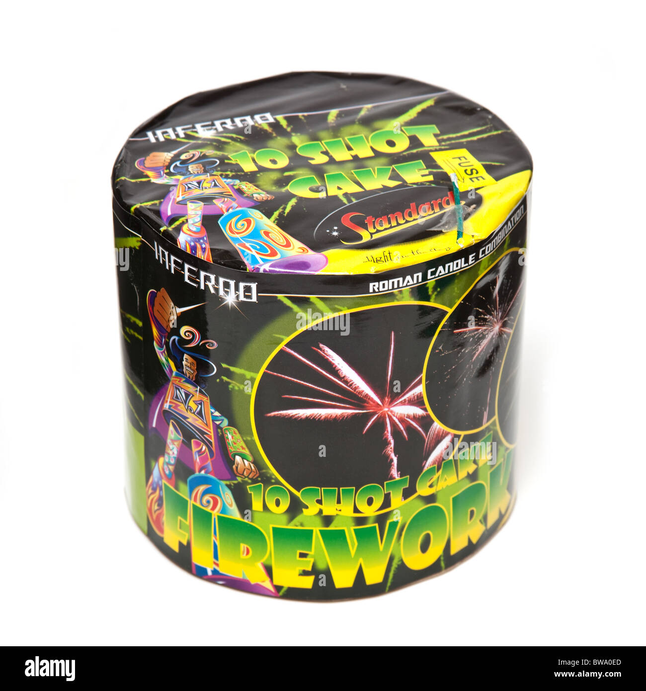 Fireworks cake isolated on a white studio background Stock Photo - Alamy