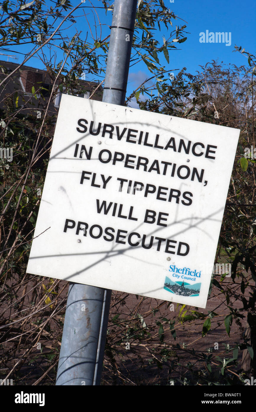 Fly Tipping Warning Sign Stock Photo - Alamy