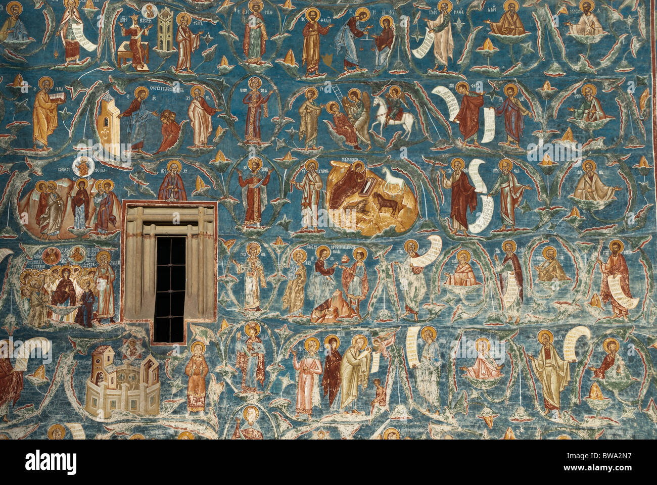 Frescoes of the painted monasteries of Bucovina, Romania, Europe Stock ...