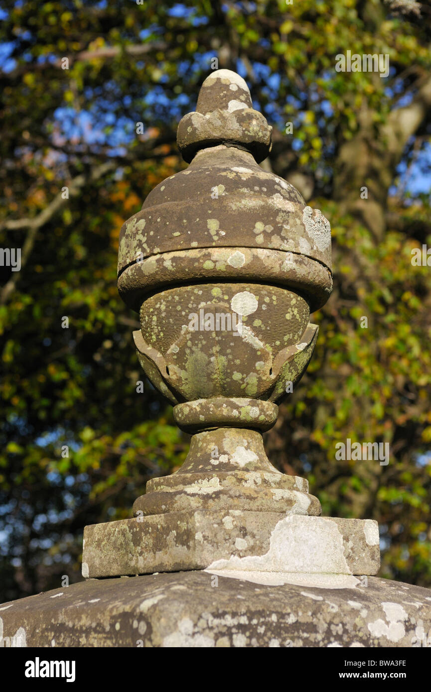 Stone sculpted urn on gravestone. Church of Saint Michael, Arlecdon ...