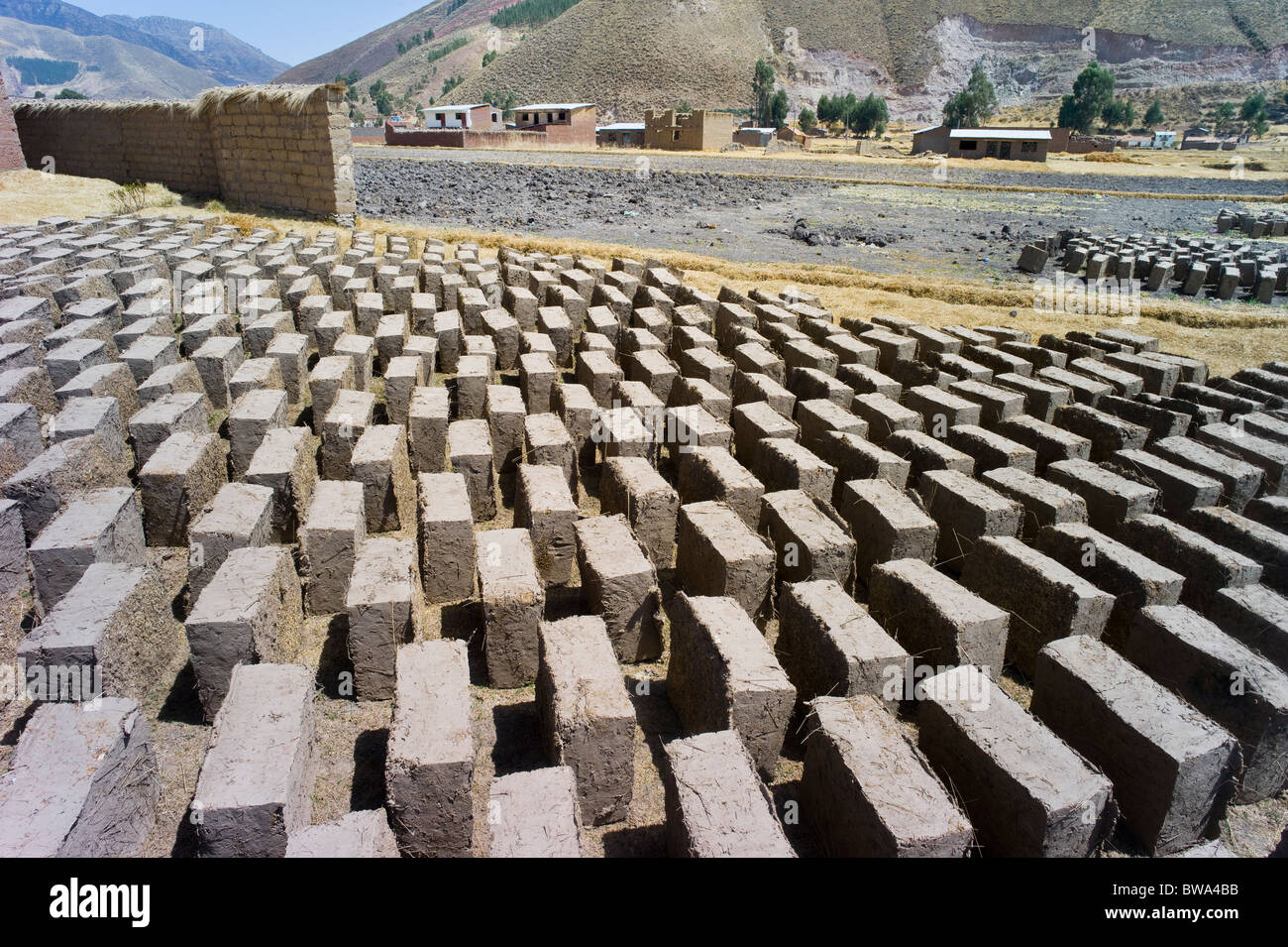 Adobe bricks drying in the sun, Sicuani, Cuzco, Peru Stock Photo - Alamy